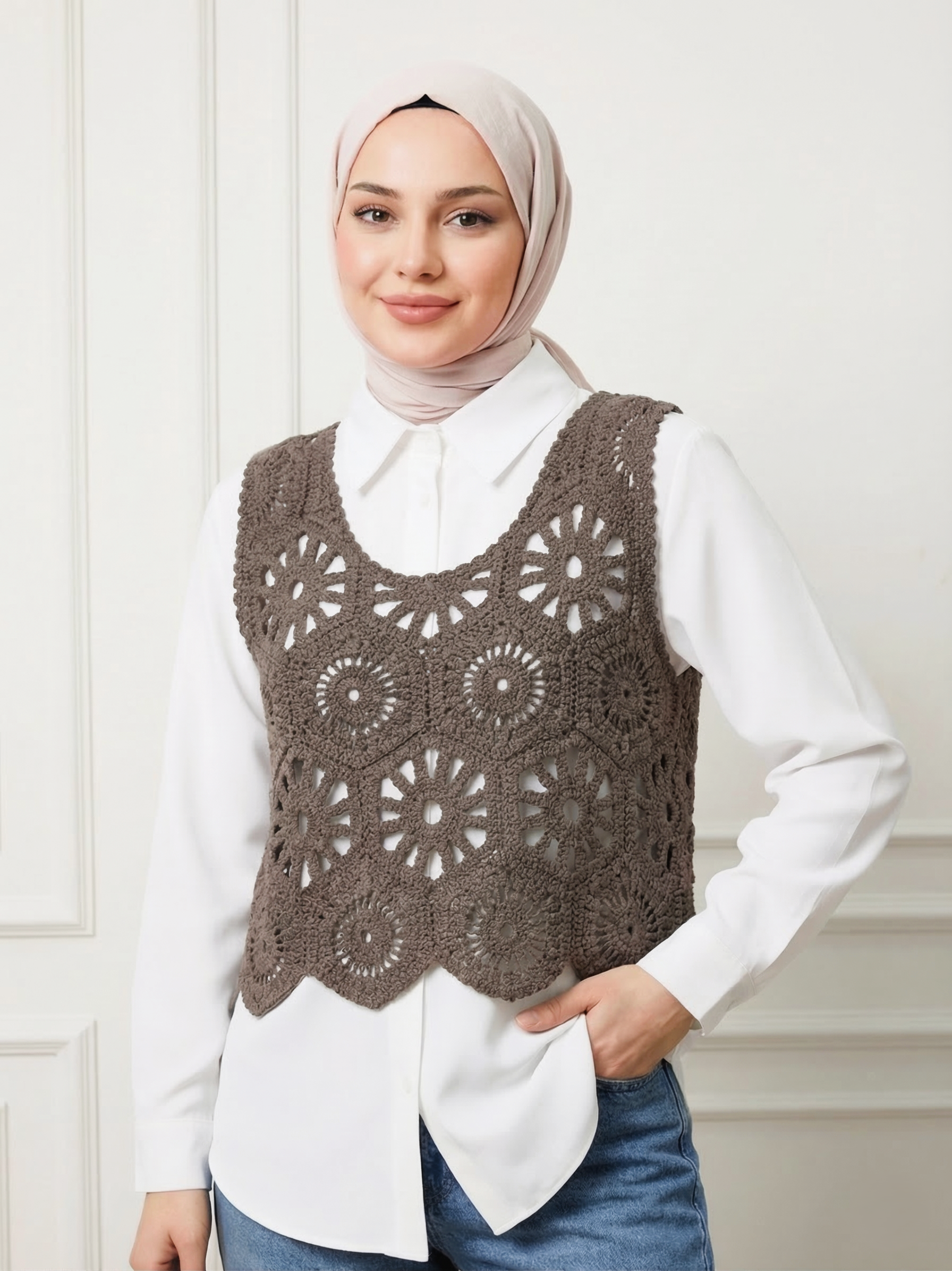 Floral Crochet Layering Vest | D&F MODA